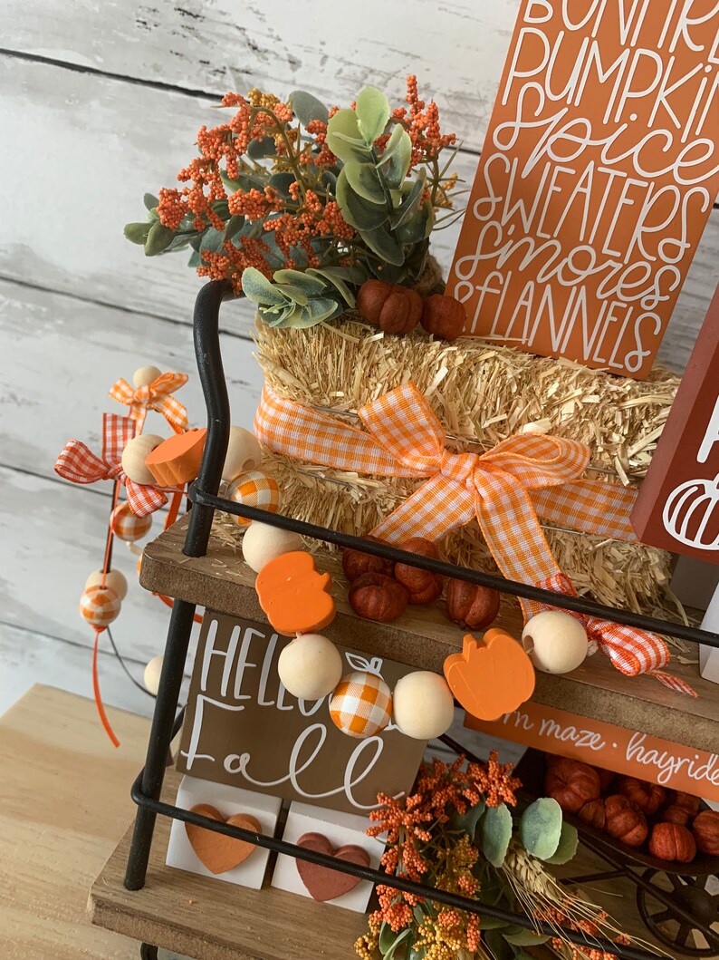 Mini Bar Cart Decor Fall Decor Fall Tiered Tray Decor Mini - Etsy