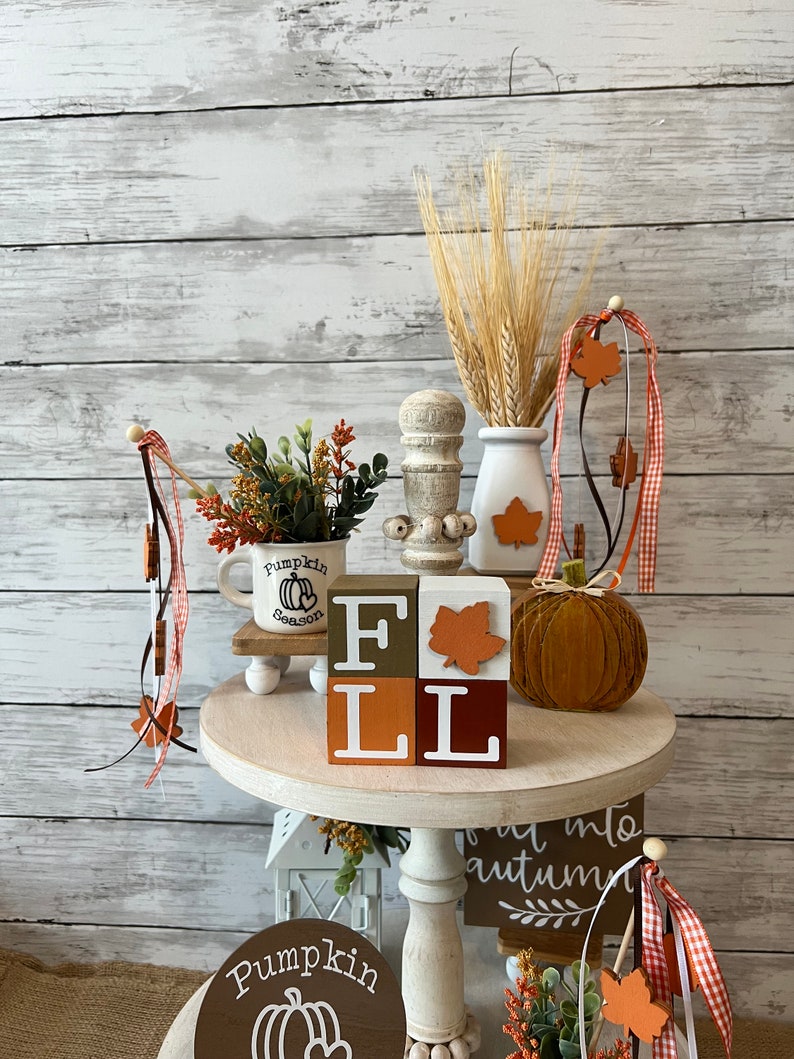 Fall Tiered Tray Decor Fall Wood Blocks Fall Home Decor - Etsy