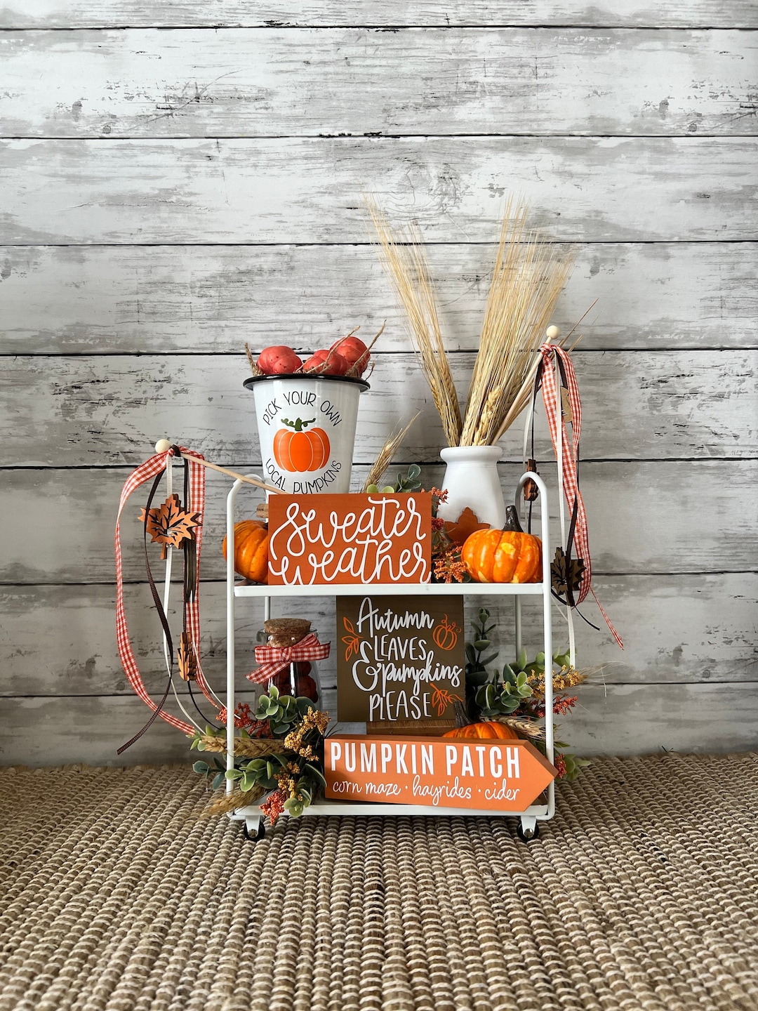 Mini Utility Cart and Decor, 13 Piece Set, Cart Included!, Fall Tiered ...