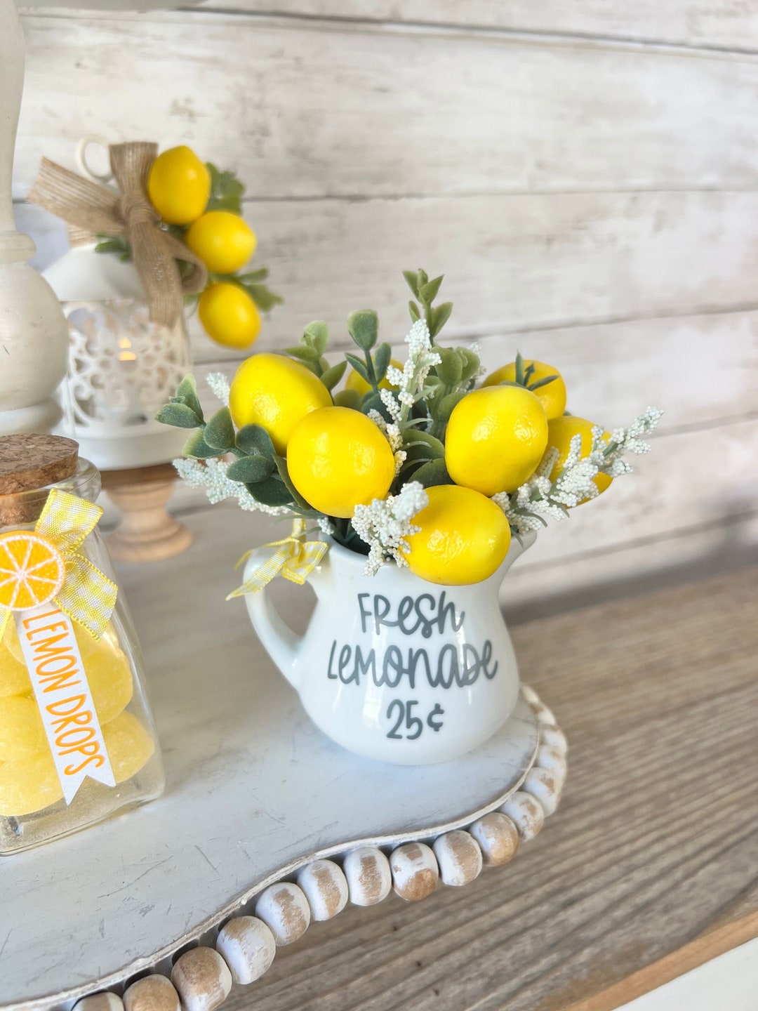 Lemon Tiered Tray Decor, Summer Tiered Tray Decor, Lemon Decor, Mini ...