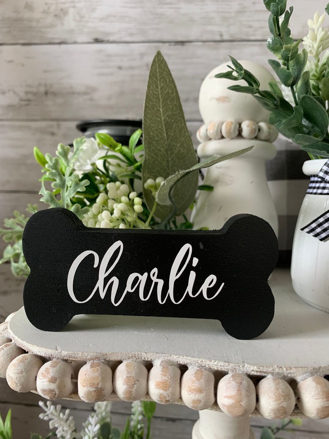 Personalized Miniature Wood Dog Bone, Dog Tiered Tray Decor, Dog Home ...