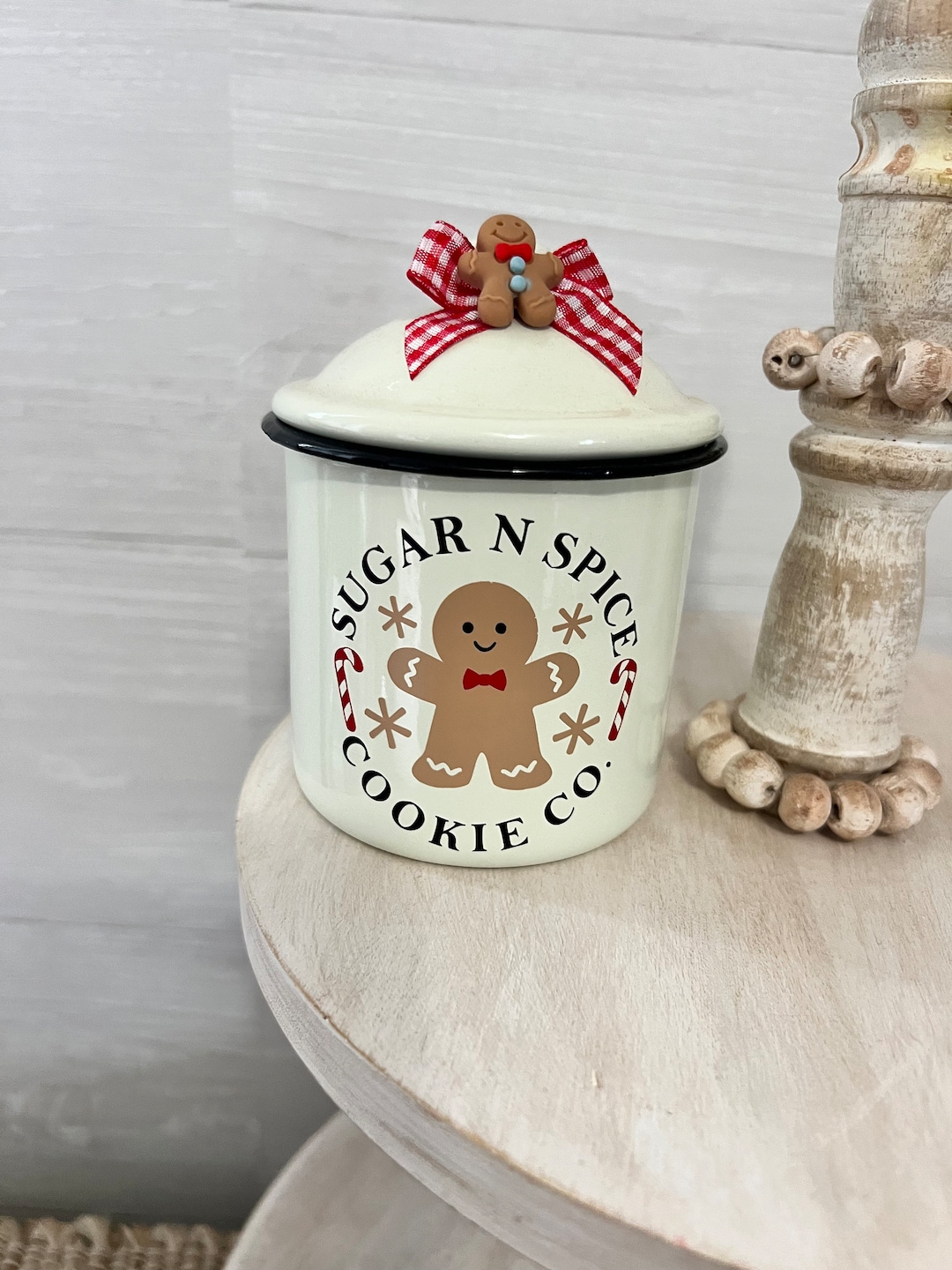 Christmas Tiered Tray Decor, Mini Canister for Tiered Tray Gingerbread ...