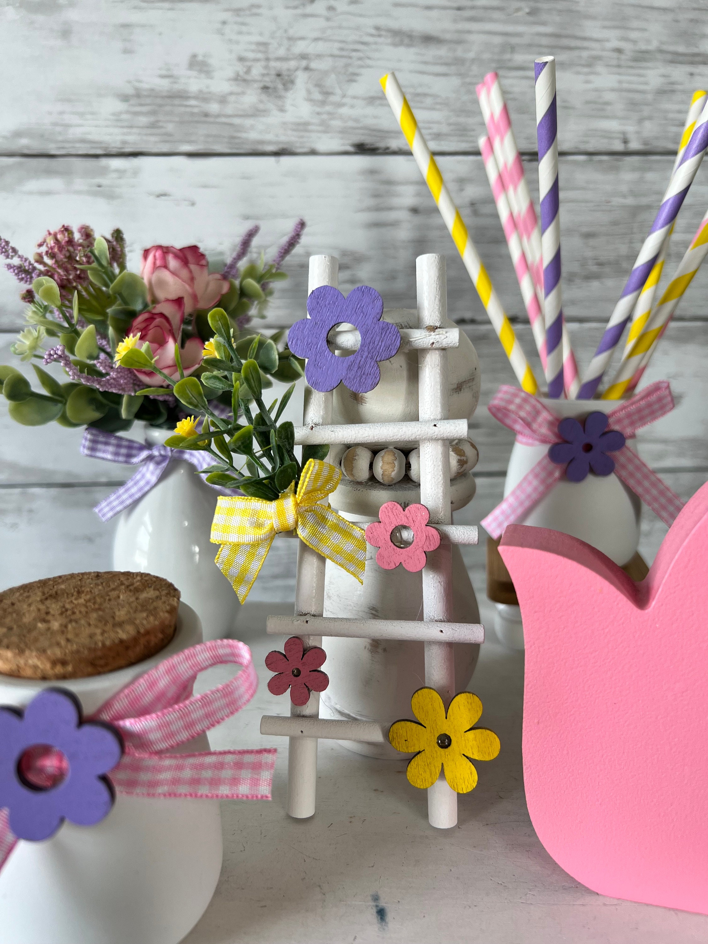 Spring Tiered Tray Decor, Tiered Tray Accessories, Mini Ladder, Mini ...