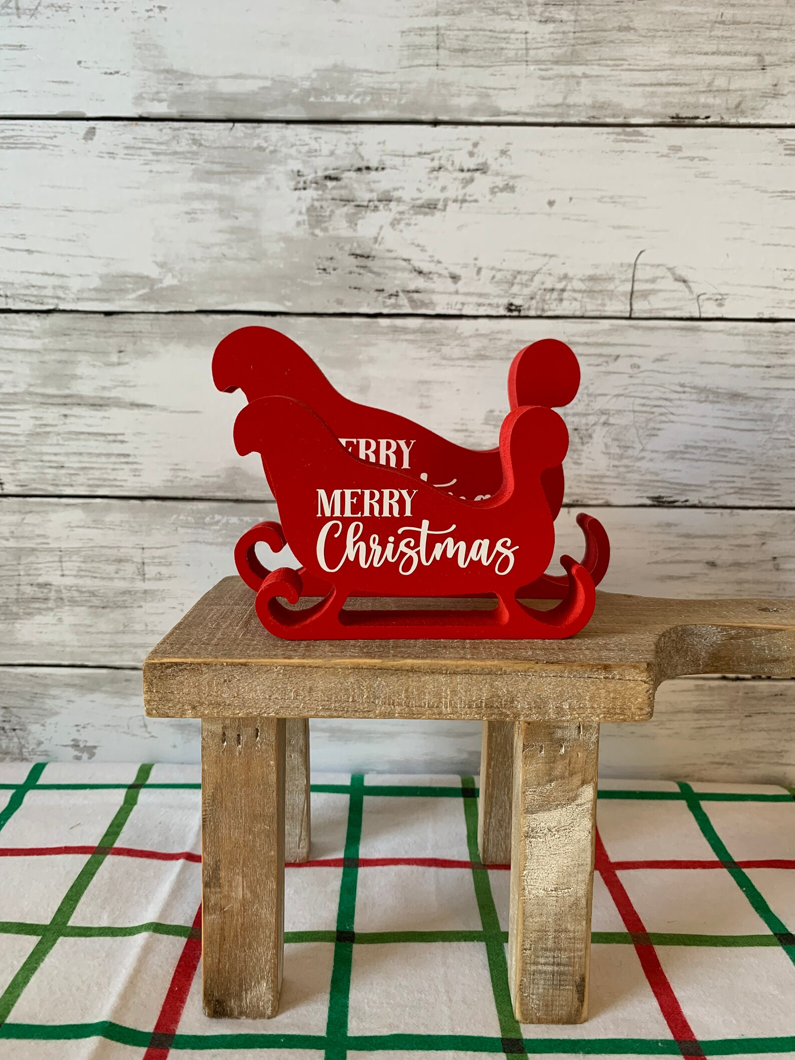 Wood Sleigh, Christmas Tiered Tray Decor, Winter Tiered Tray Decor ...