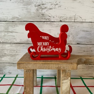 Wood Sleigh, Christmas Tiered Tray Decor, Winter Tiered Tray Decor ...