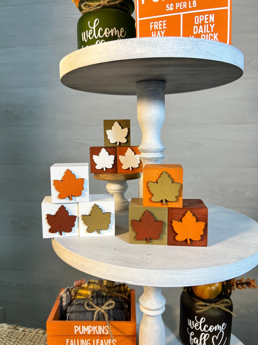 Fall Tiered Tray Decor, Fall Wood Blocks, Fall Home Decor, Fall ...