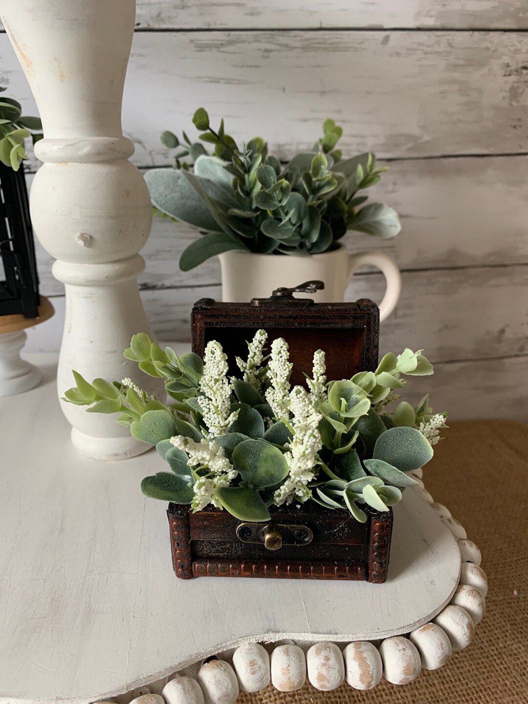 Tiered Tray Floral Decor, Tiered Tray Greenery, Mini Floral Arrangement ...