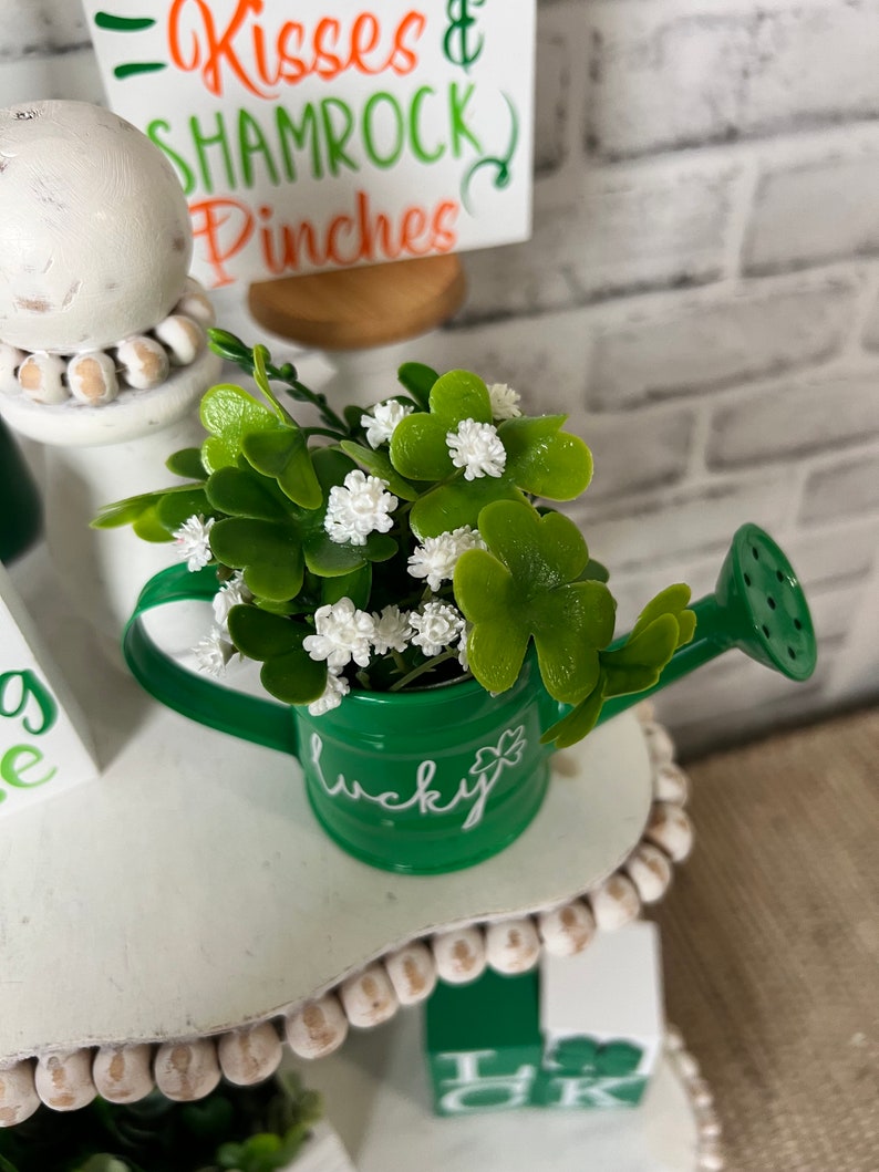 St. Patrick's Day Tiered Tray Decor, St. Patricks Day Mini Floral ...