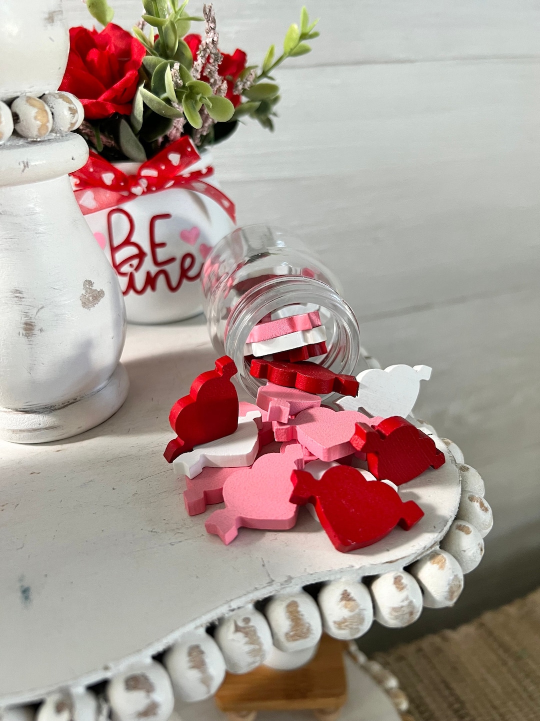 1-3/8'' Painted Mini Hearts, Valentines Day Vase Filler, Valentine's ...