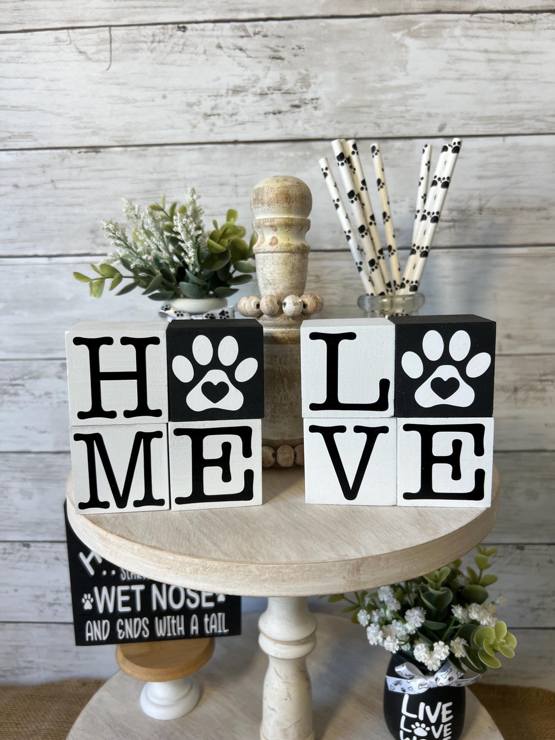 Dog Tiered Tray Decor, Dog Home Decor, LOVE Blocks, HOME Blocks, Dog ...