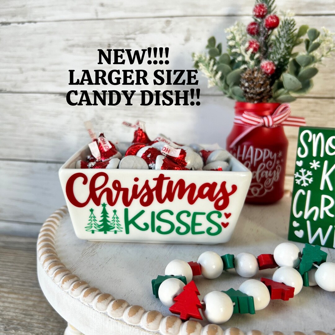 Christmas Candy Dish, Christmas Home Decor, Christmas Kisses, Christmas ...
