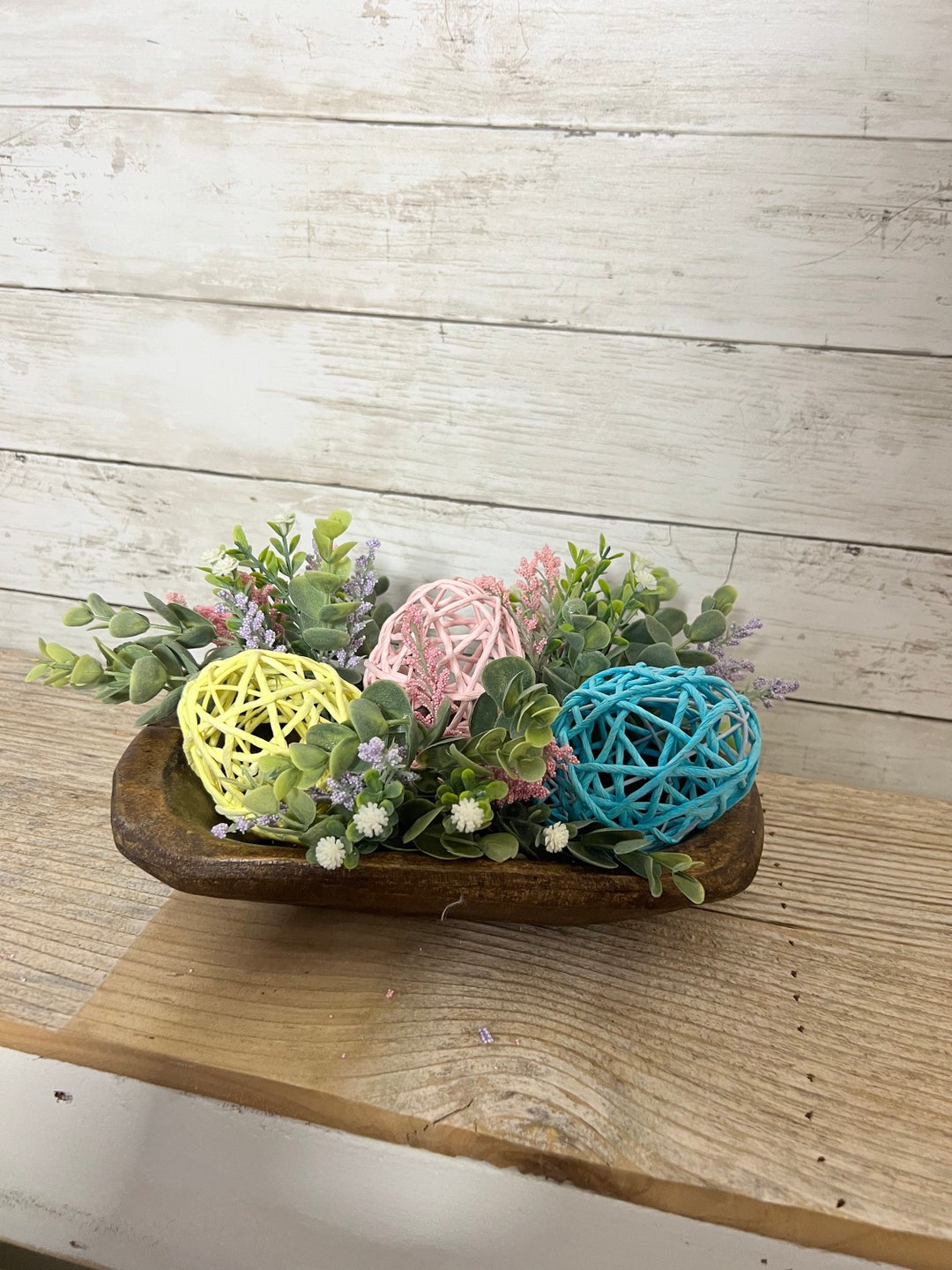 Easter Wood Dough Bowl Arrangement, Dough Bowl Filler, Easter Home ...