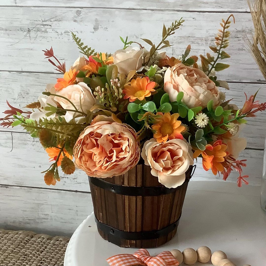 Fall Mini Floral Arrangement, Farmhouse Home Decor, Mini Vases, Tiered ...