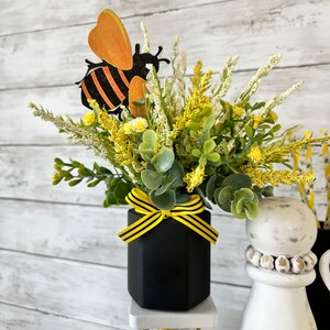 Bumblebee Tiered Tray Mini Floral Arrangement, Bee Themed Floral ...