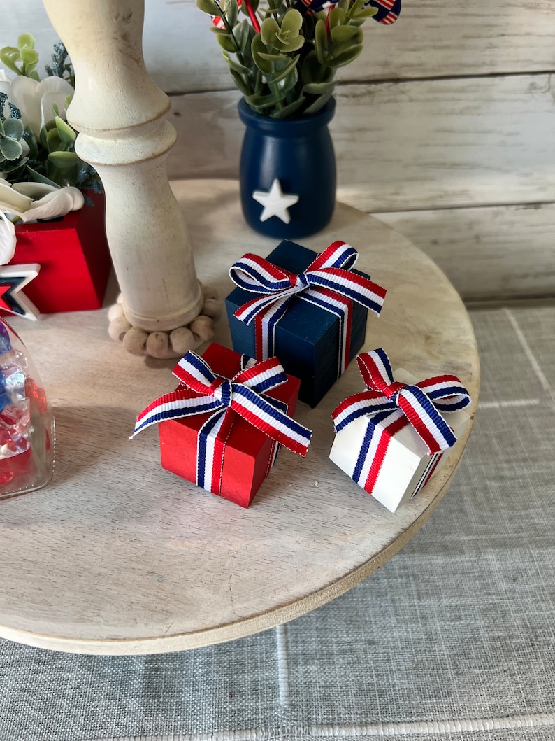 Patriotic Tiered Tray Decor, Patriotic Mini Wood Presents, Patriotic ...
