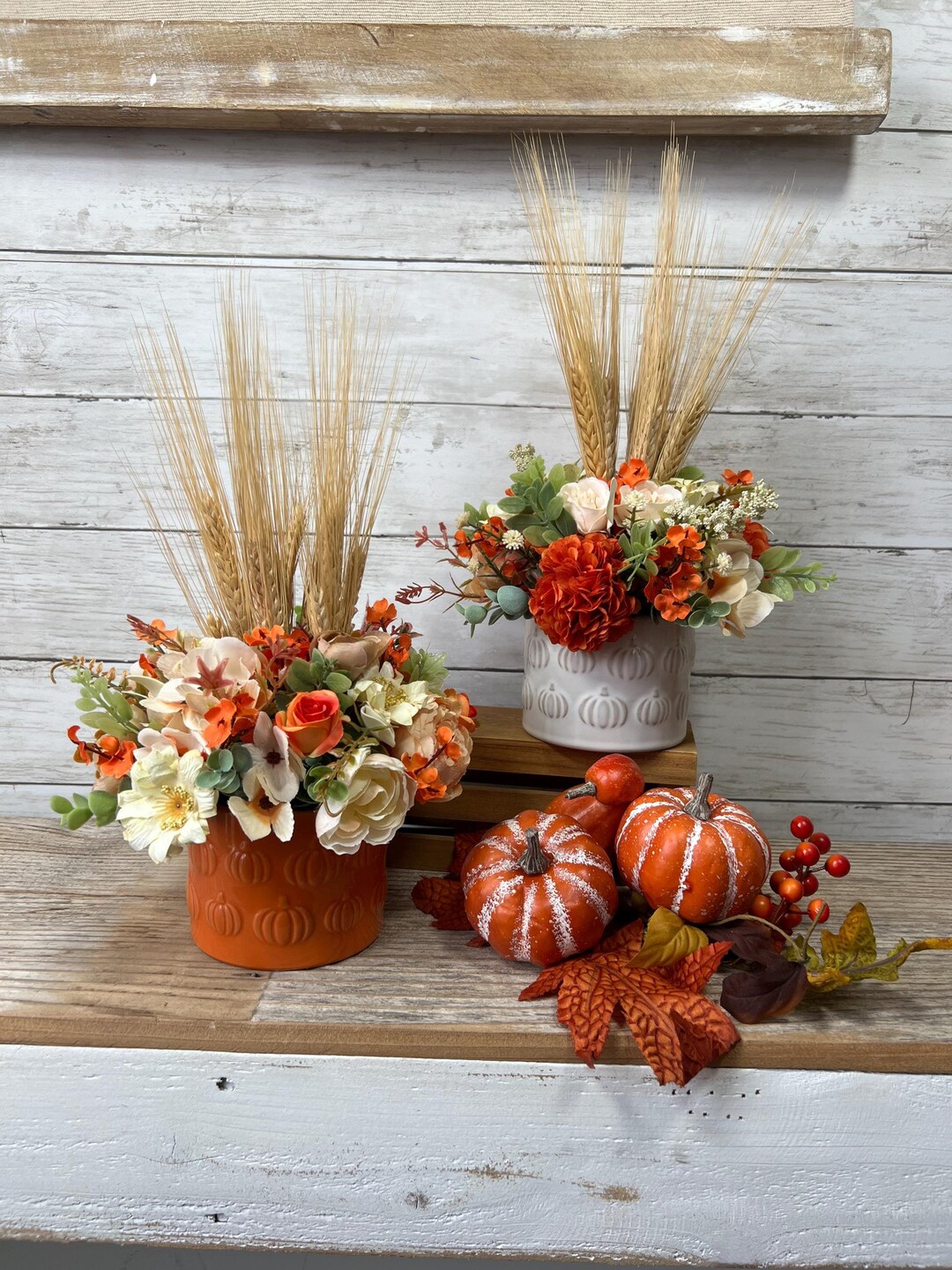 Fall Floral Arrangement, Fall Farmhouse Home Decor, Fall Pumpkin ...