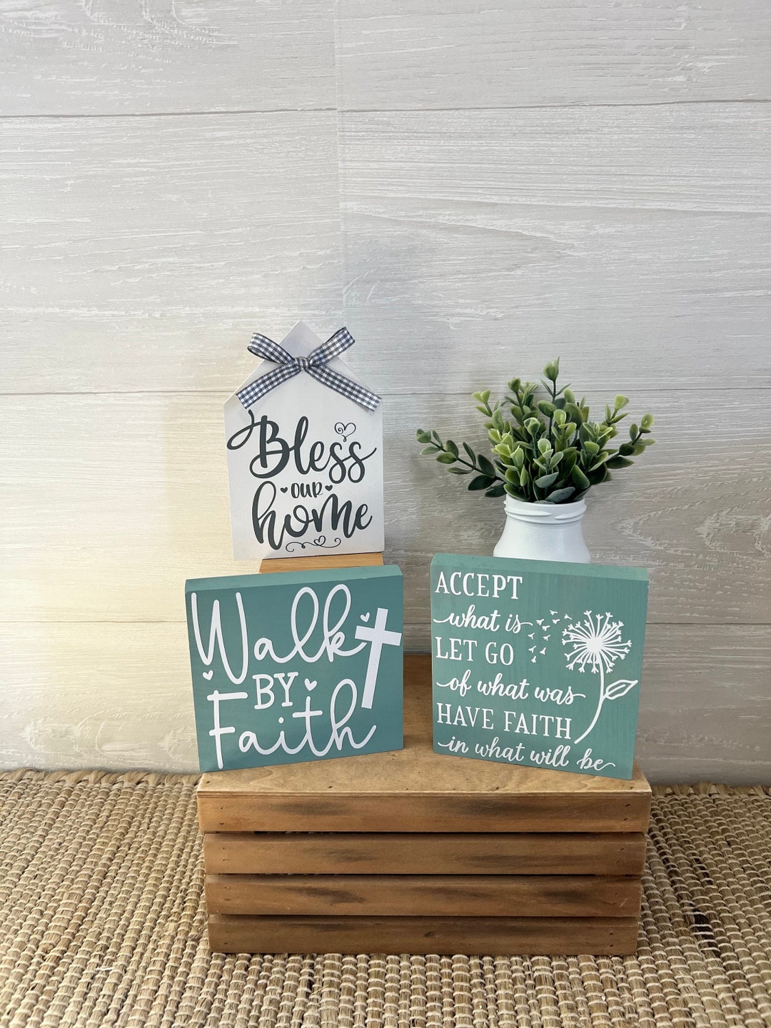 Tiered Tray Decor, Tiered Tray Mini Signs, Faith Tiered Tray ...