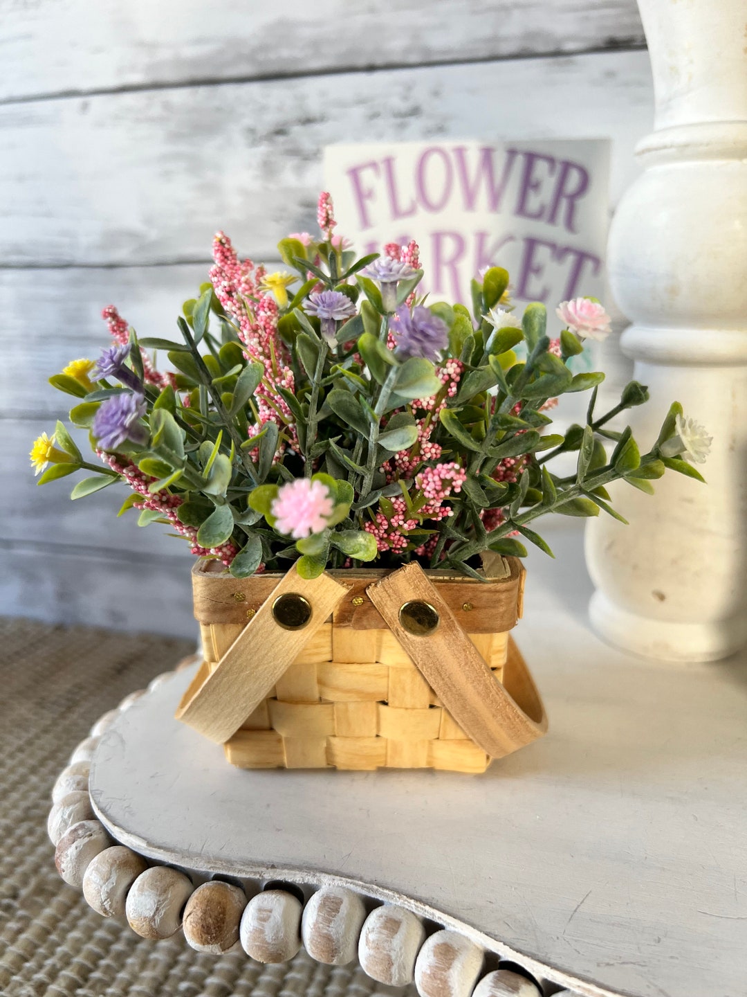 Spring Tiered Tray Mini Floral Arrangement, Spring Tiered Tray Decor ...