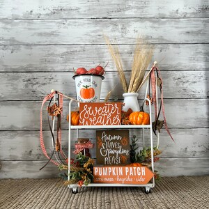 Mini Utility Cart and Decor, 13 Piece Set, Cart Included!, Fall Tiered ...