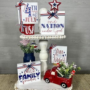Patriotic Tiered Tray Decor, July 4 Tiered Tray Decor, Patriotic Home ...