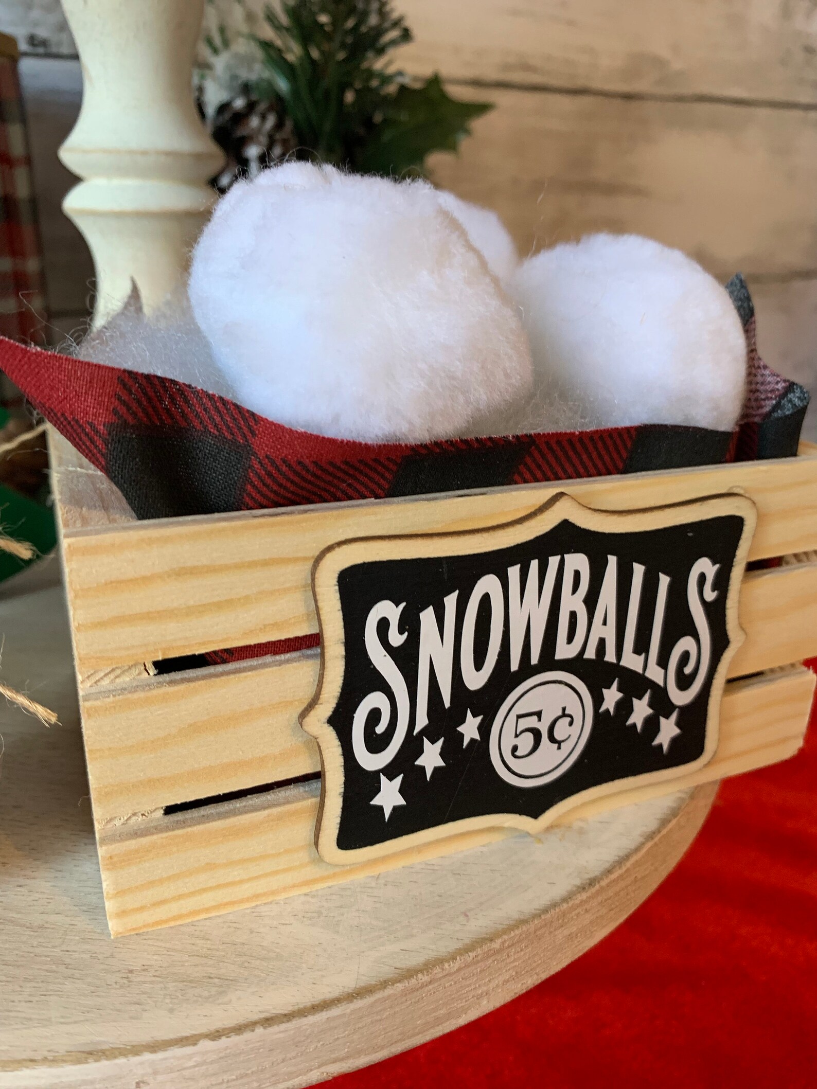 Christmas Tiered Tray Decor Snowballs for Sale Crate of | Etsy