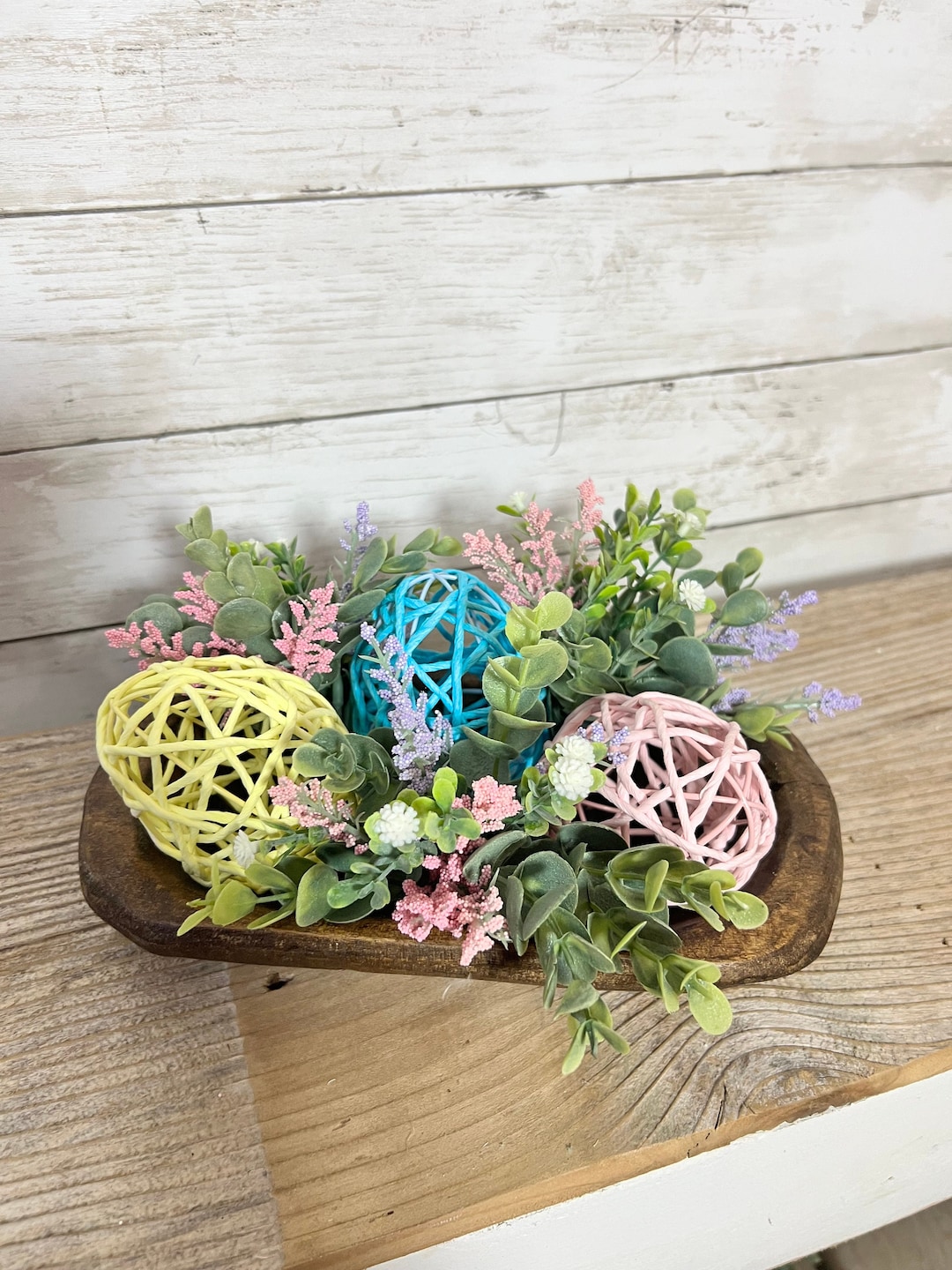 Easter Wood Dough Bowl Arrangement, Dough Bowl Filler, Easter Home ...