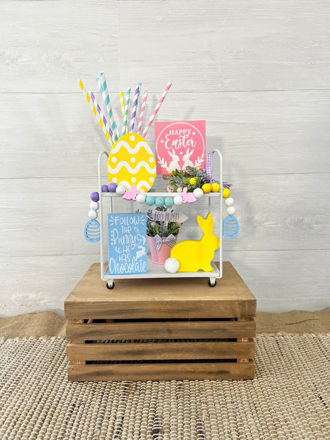 Easter Mini Bar Cart Decor, DECOR & CART INCLUDED, Easter Home Decor ...