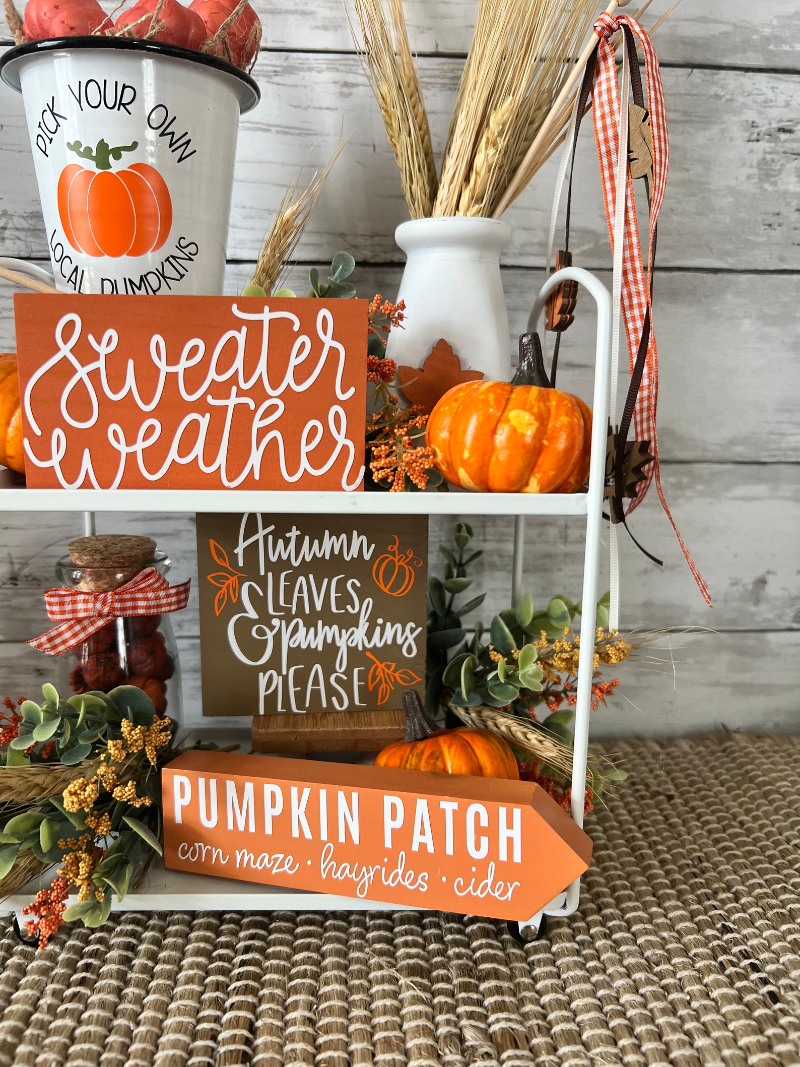 Mini Utility Cart and Decor, 13 Piece Set, Cart Included!, Fall Tiered ...