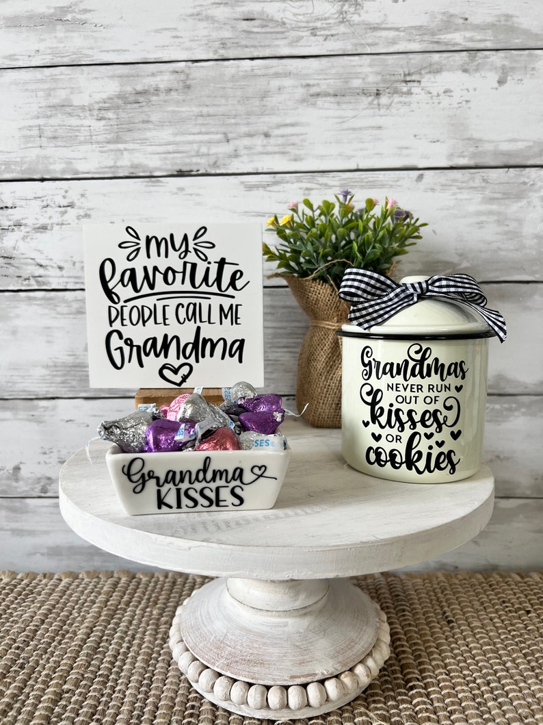 Grandparents Tiered Tray, Grandma Kisses, Gift for Grandma ...
