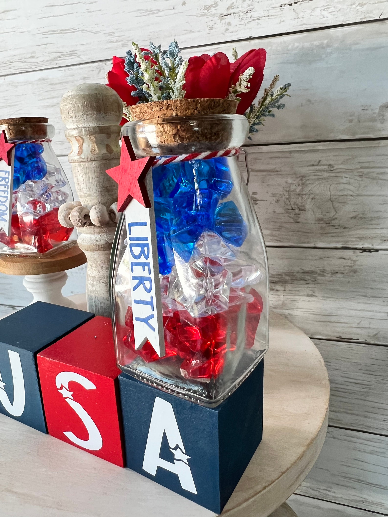 Patriotic Tiered Tray Decor, Patriotic Mini Jar, Patriotic Home Decor ...