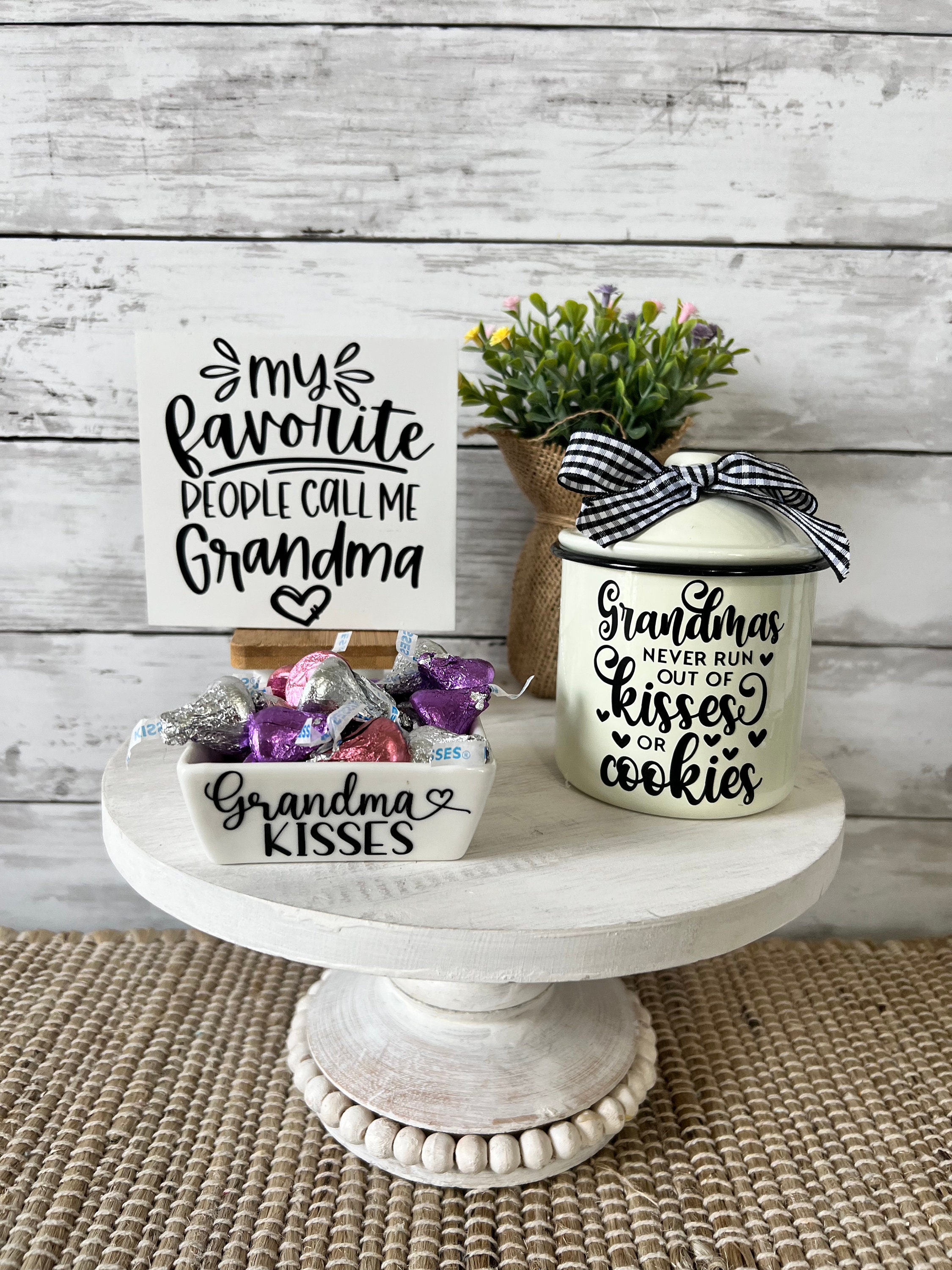 Grandparents Tiered Tray, Grandma Kisses, Gift for Grandma ...