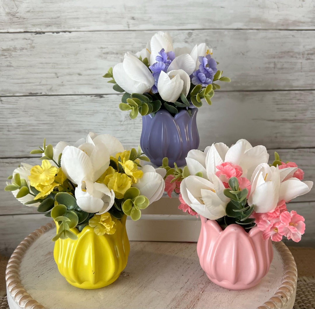 Spring Tiered Tray Mini Floral Arrangement, Spring Tiered Tray Decor ...