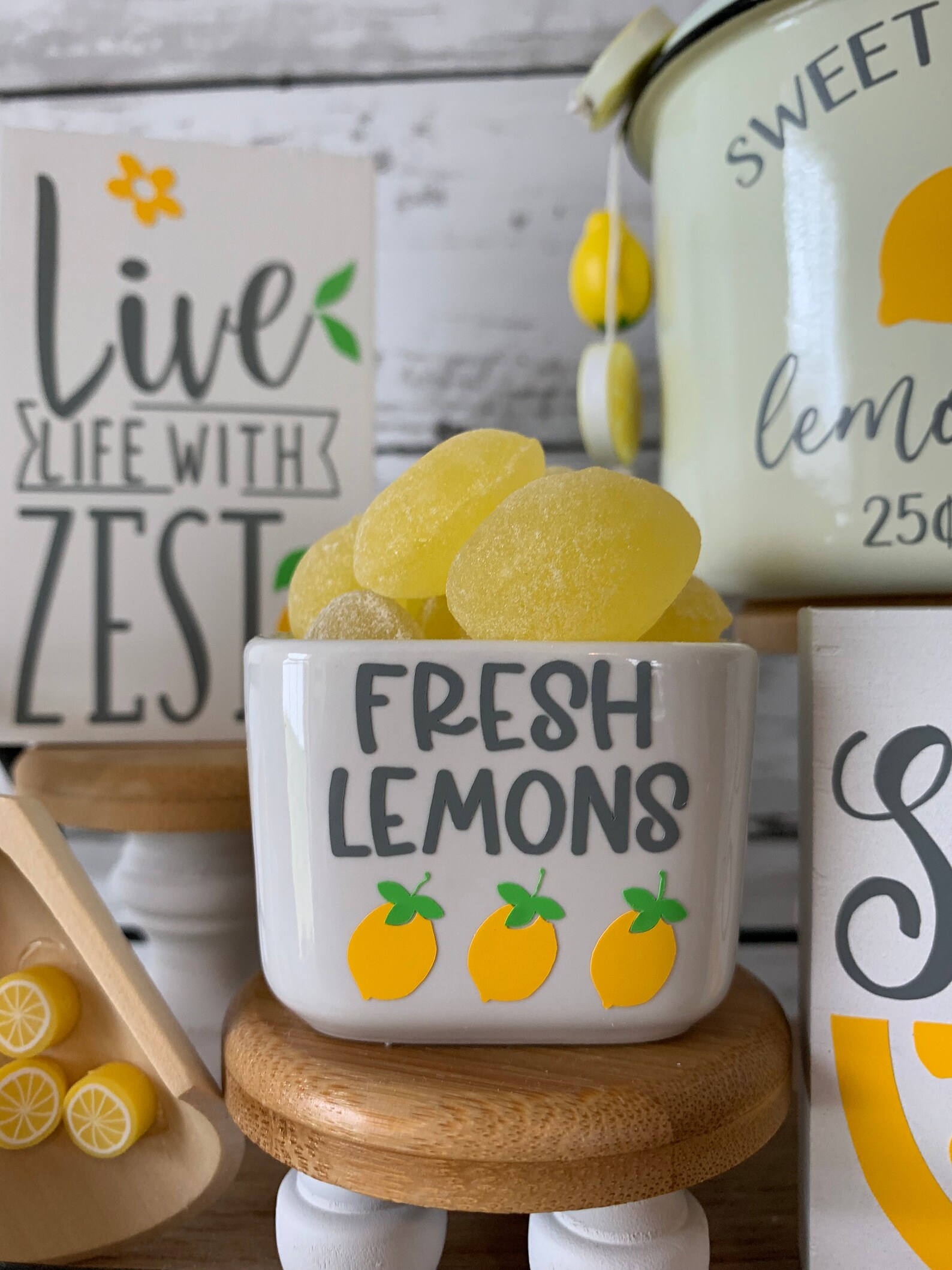 Target Mini Bar Cart Decor, Lemon Decor, Lemon Tiered Tray Decor ...