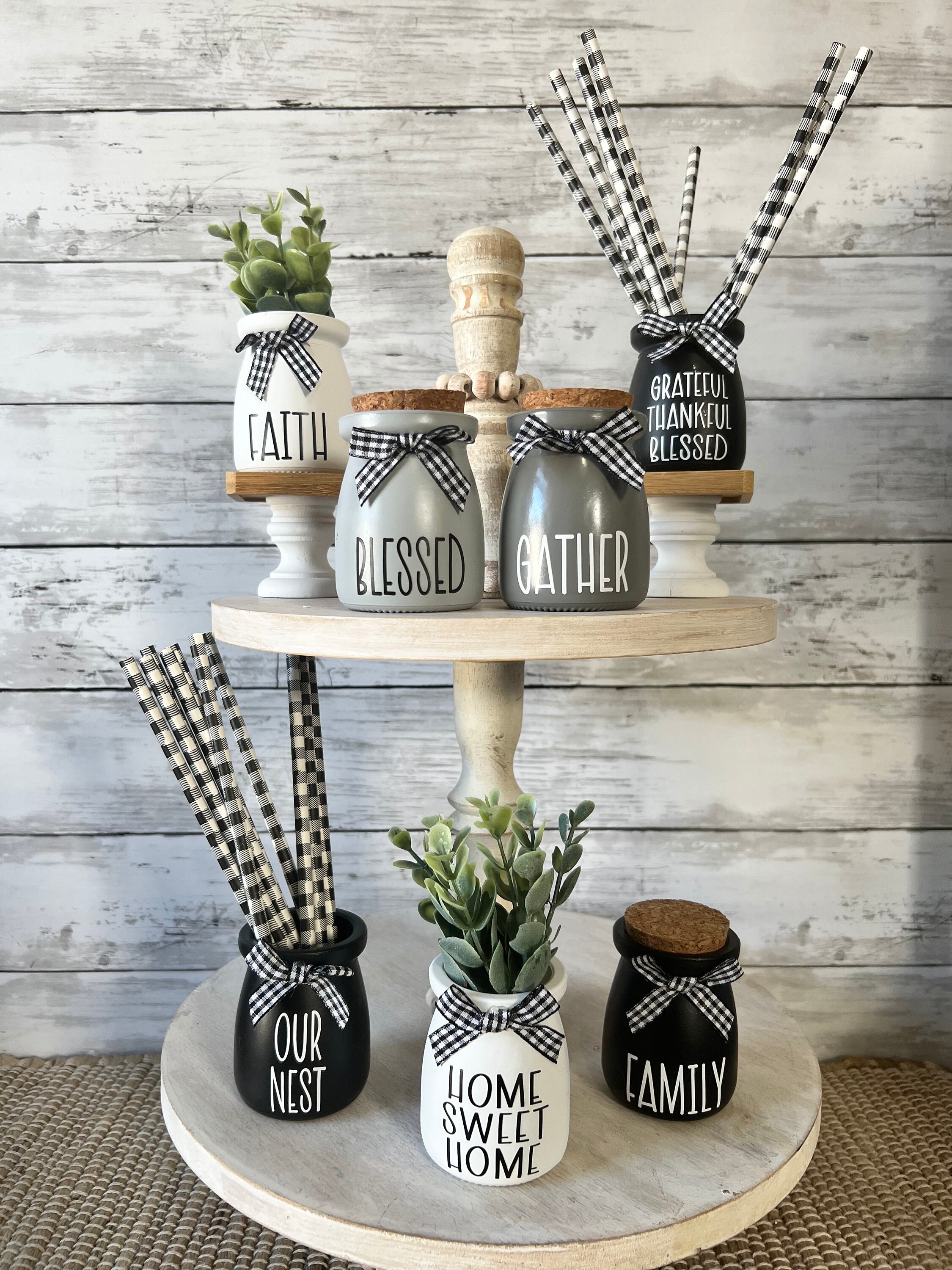 Farmhouse Tiered Tray Decor Mini Jar for Tiered Tray Black - Etsy