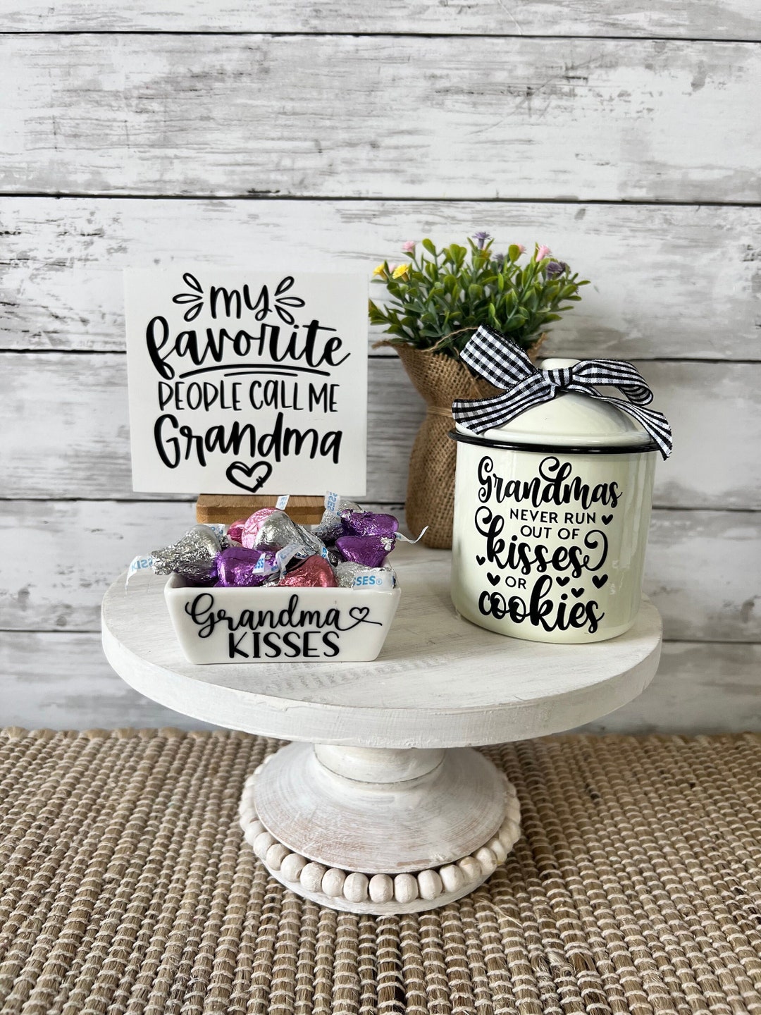 Grandparents Tiered Tray, Grandma Kisses, Gift for Grandma ...