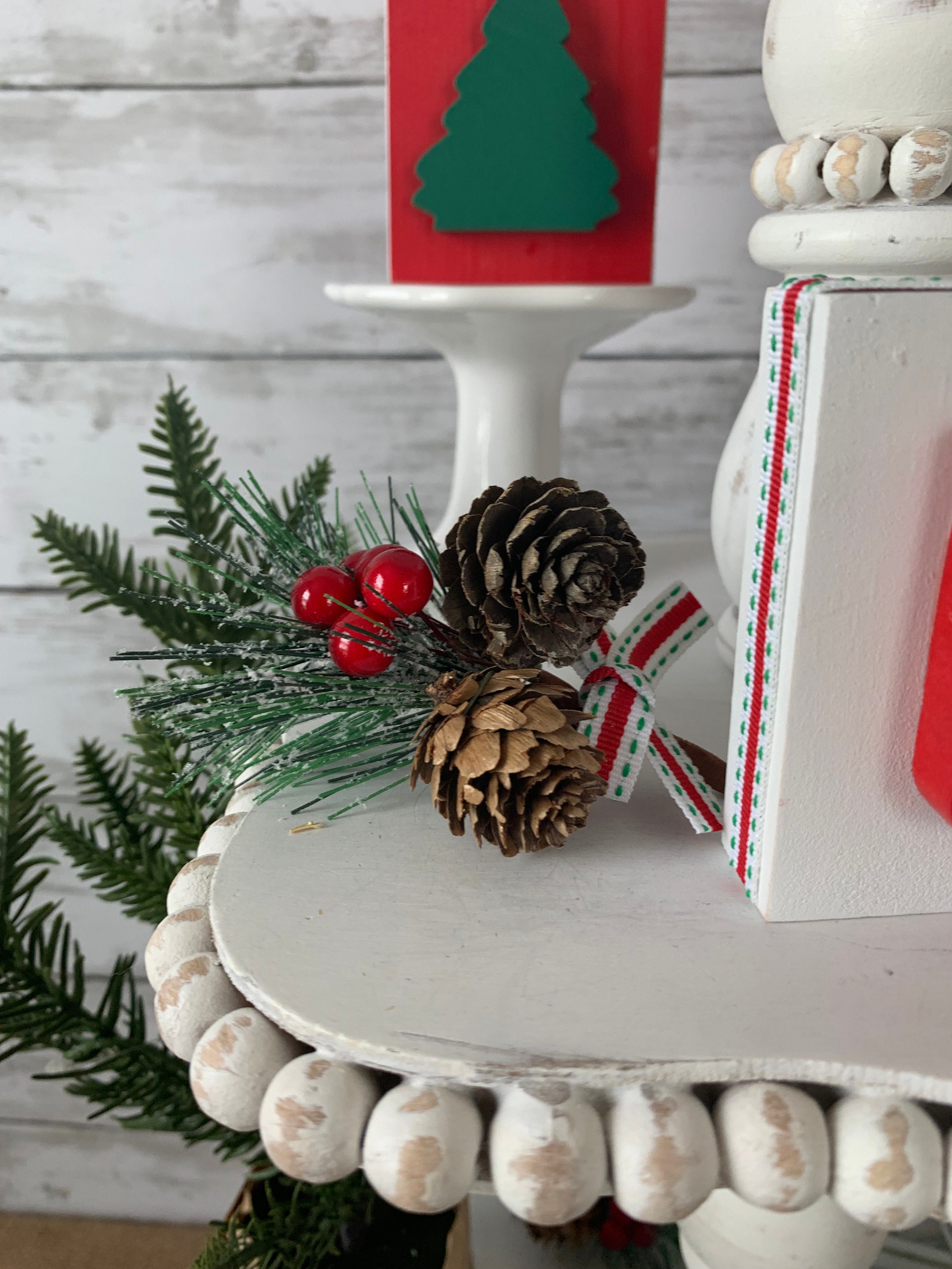 Christmas Greenery set of 3 mini christmas logs Christmas | Etsy