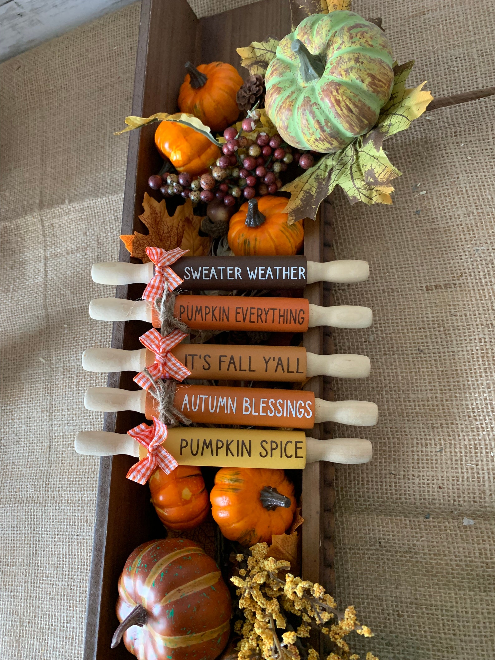 Mini Rolling Pin for Tiered Tray Fall Mini Rolling Pin Fall - Etsy UK