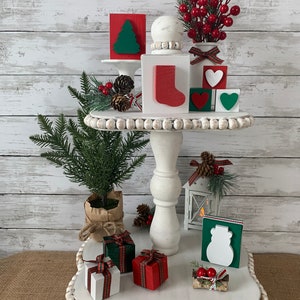 Christmas Greenery, Set of 3, Mini Christmas Logs, Christmas Tiered ...