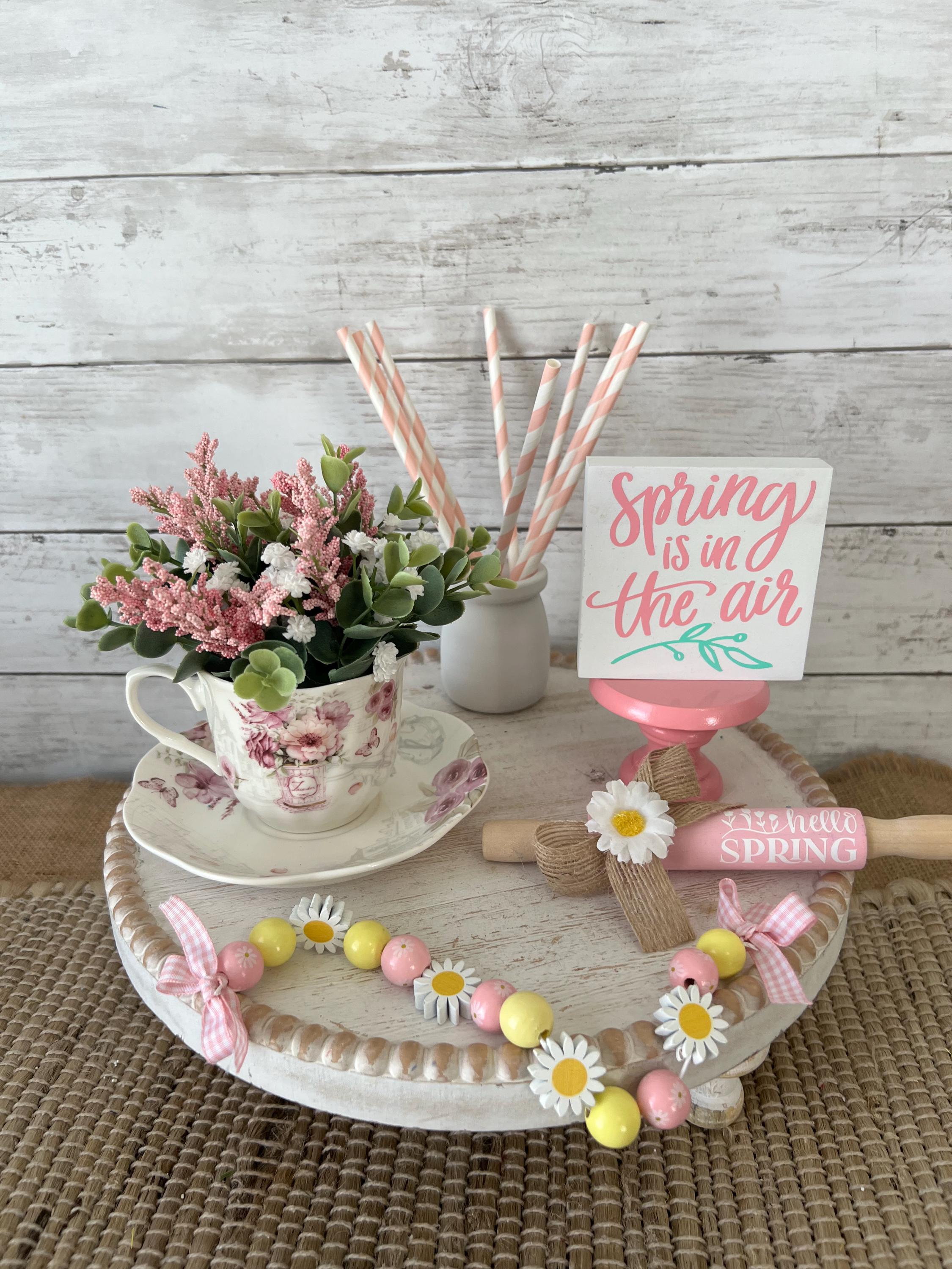 Spring Tiered Tray Mini Floral Arrangement, Mini Teacup, Teacup Florals ...