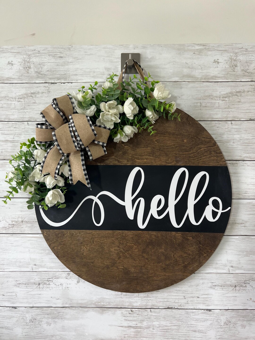Front Door Decor, Welcome Door Hanger, Door Wreath, Hello Sign, Year ...