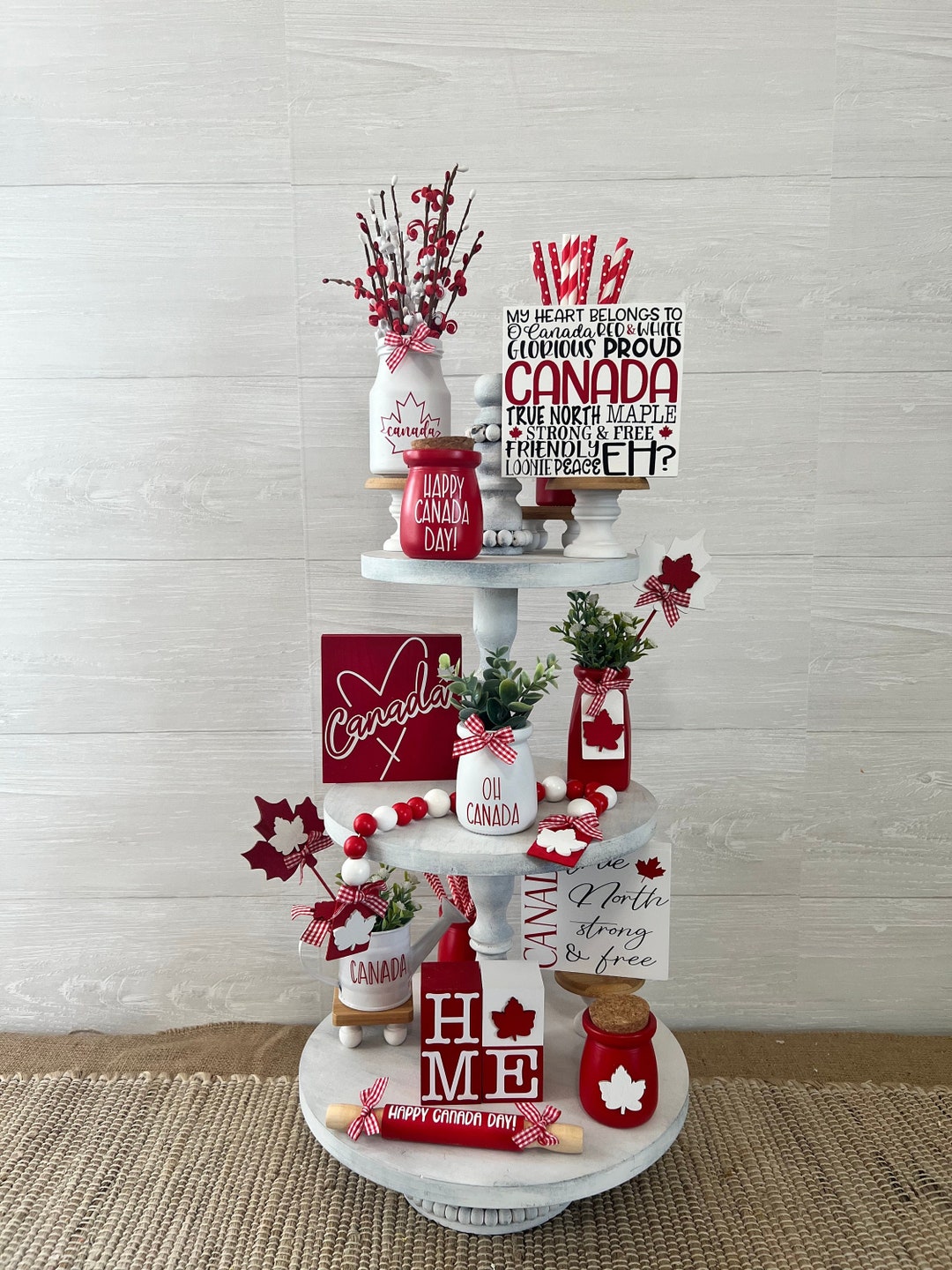 Canada Tiered Tray Decor, Canada Day Decor, Canadian Home Decor, Maple ...