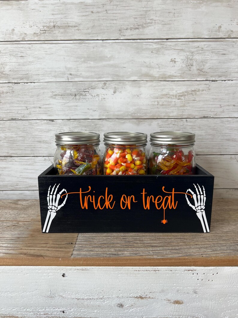Trick or Treat Wood Snack/candy Box, Halloween Wood Candy Box ...