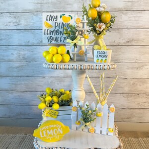 Summer Tiered Tray Decor, Lemon Tiered Tray Accessories, Mini Ladder ...