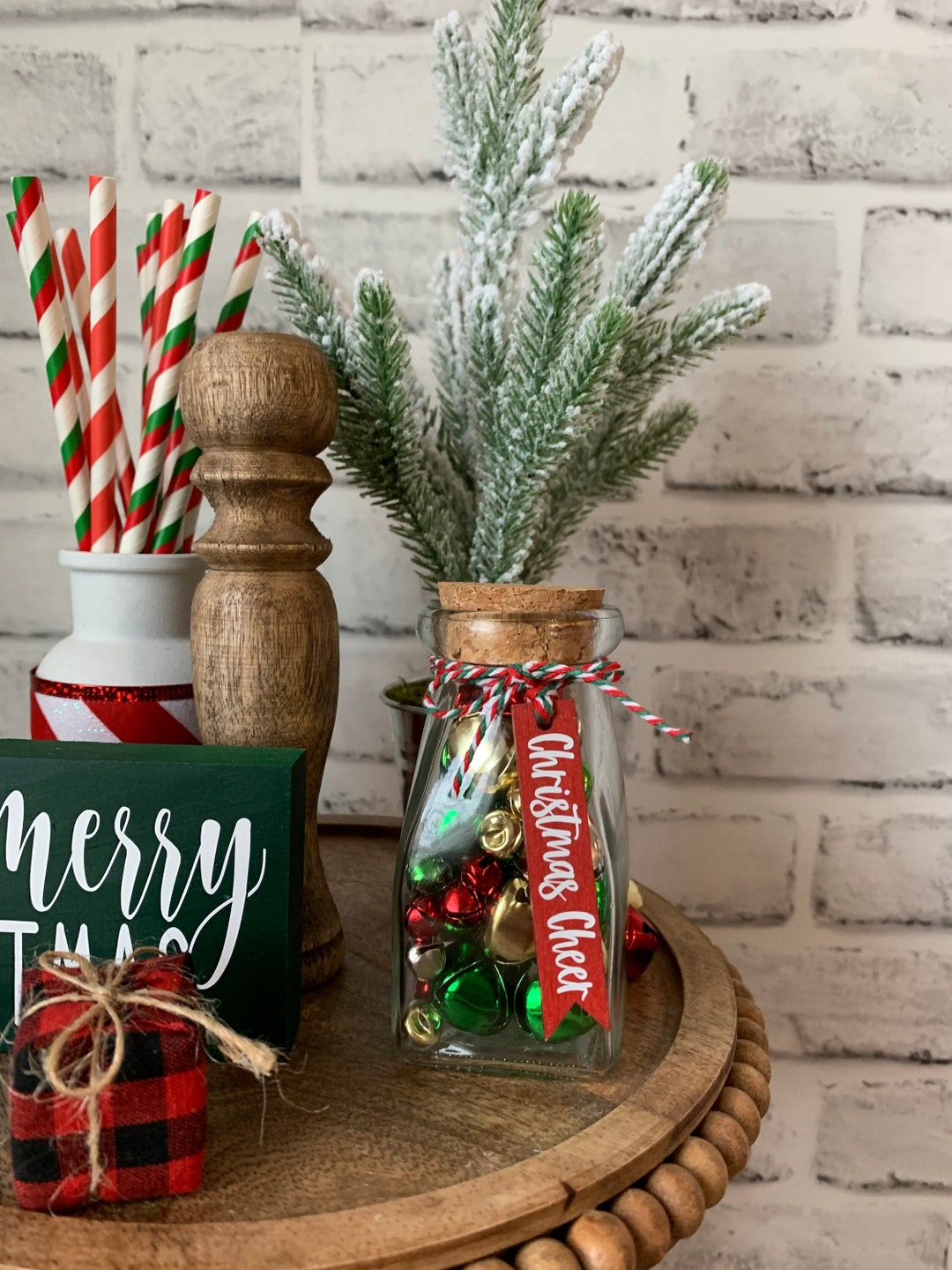 Christmas Tiered Tray Decor, Fresh Snowballs, Christmas Tray Accessory ...