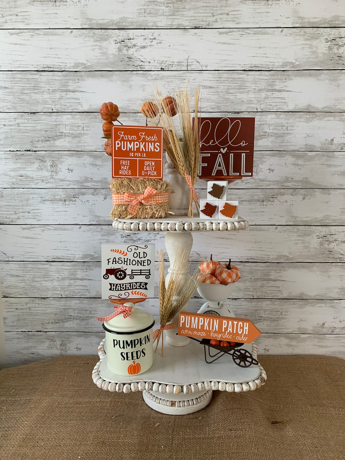 Fall Tiered Tray Decor Tiered Tray Decor Fall mini wood | Etsy