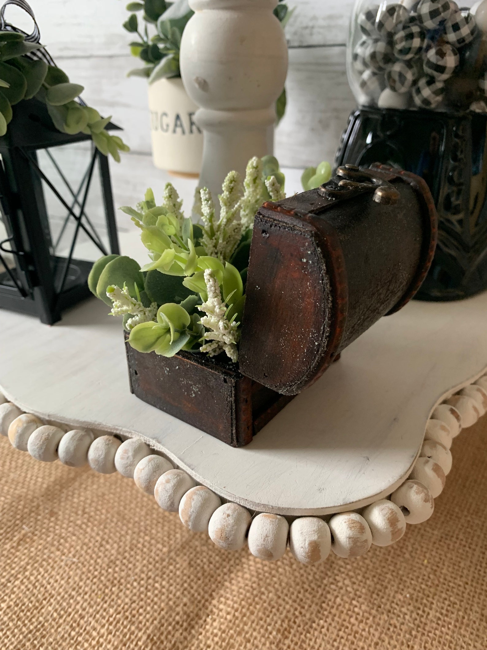 Tiered Tray Floral Decor Tiered Tray Greenery Mini Floral - Etsy