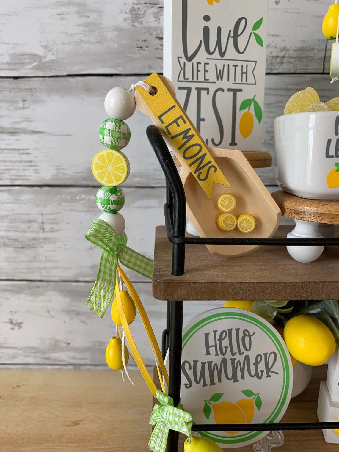 Target Mini Bar Cart Decor Lemon Decor Lemon Tiered Tray | Etsy