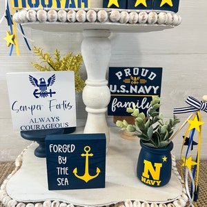 Military Tiered Tray Decor, US Navy Decor, Military Decor, Military ...