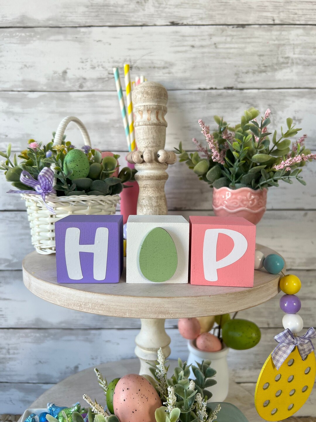 Easter Tiered Tray Decor, Easter HOP Blocks, Easter Home Decor, Spring ...