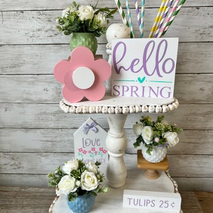 Spring Tiered Tray Mini Floral Arrangement, Spring Tiered Tray Decor ...